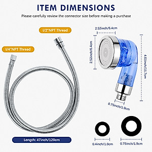 LukLoy Blue Shampoo Bowl Sprayer Head with Filter, 1/4" Nut Shampoo Bowl Hose(Stainless Steel Material) for Portable Salon Sink, 3 Sprayer Modes & High Pressure