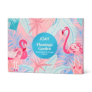 JOAH Beauty Flamingo Garden Cheek and Eyeshadow Palette, Highly Pigmented, Includes 5 Tropical Colored Eye Shadows, 2 Natural Blush Shades & 1 Pink Shimmer Highlighter, 1 Eye & Cheek Makeup Kit