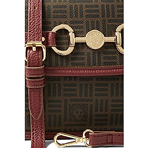 Anne Klein Womens Anne Klein horsebit flap crossbody, Milk Choc-dk Choc Print W/ Rhubarb, One Size US