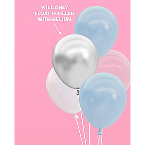 xo, Fetti Blue, Pearl White, Clear, Silver, Latex Balloons - 25 pk, 12" | Cloud Nine Bachelorette Party Decorations, Birthday Party Supplies, Bridal Shower, Boy Baby Shower, Winter Holiday