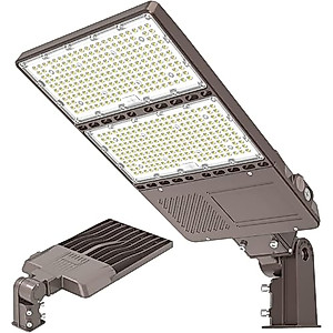 OPENLUX 10 Pack 320W LED Parking Lot Light with Photocell 48000LM LED Shoebox Pole Lights Slip Fit Mount Flood Lights UL Listed 5000K IP65 Outdoor Street Court Commercial Lighting AC 100-277V
