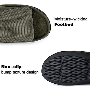 Honalika Cozy Men's Open Toe House Slippers Memory Foam,Comfy Slip On Indoor Slippers for Men Breathable, Non-Slip Soft Bedroom Home Slippers Lightweight 11-12