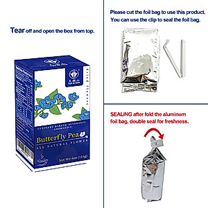 TIAN HU SHAN Butterfly Pea Flower Tea, Butterfly Pea Flowers Loose Leaf, 100% Natural Herbal Tea, 4 Ounce (Pack of 1)