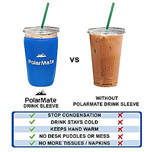 3 Pack Reusable Iced Coffee Sleeve | Insulator Cup Sleeve for Cold Drinks Beverages | Neoprene Cup Holder | Ideal for Starbucks, McDonalds, Dunkin Donuts & More (Purple)