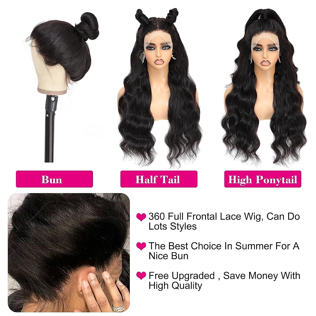 360 Lace Front Wigs Human Hair Pre Plucked, 200 Density Body Wave Frontal 360 Wig Human Hair Full Lace Human Hair Wigs, HD Lace Front Wigs for Black Women Human Hair Glueless with Baby Hair