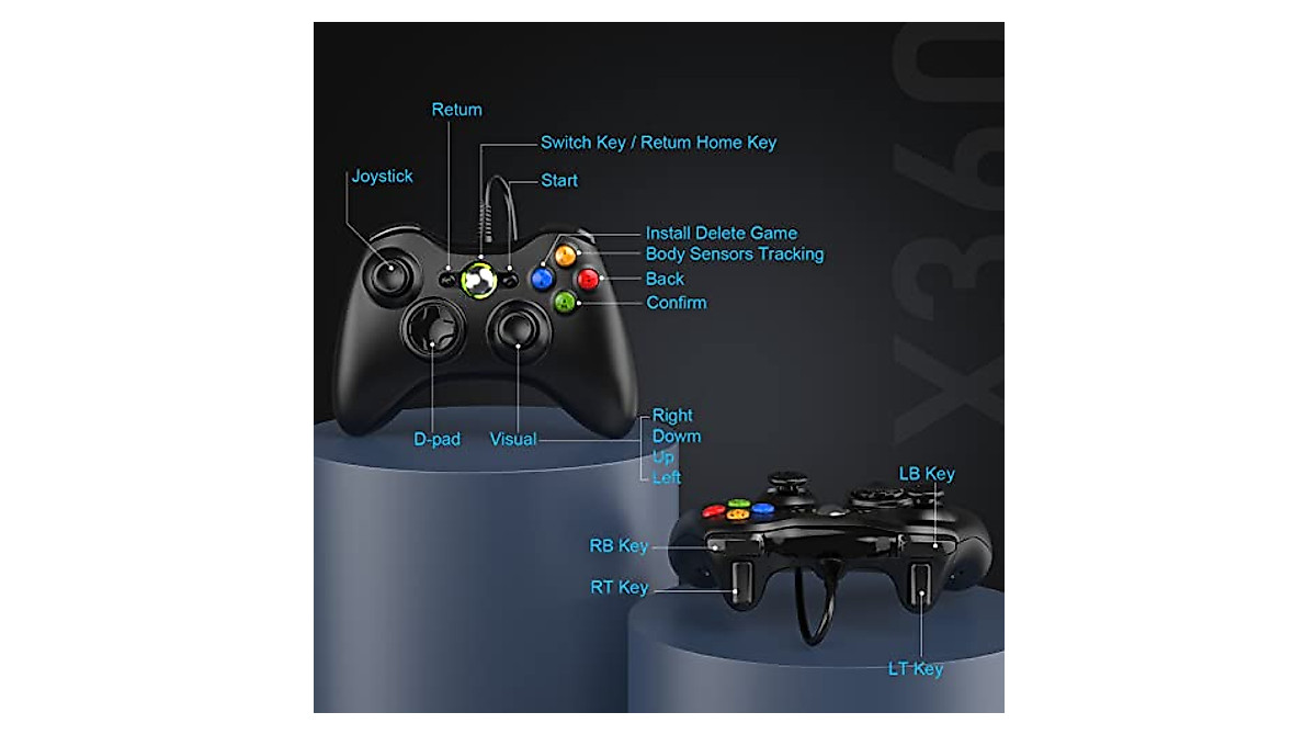 Etpark Wired Xbox 360 & PC Controller | Plug & Play Gamepad