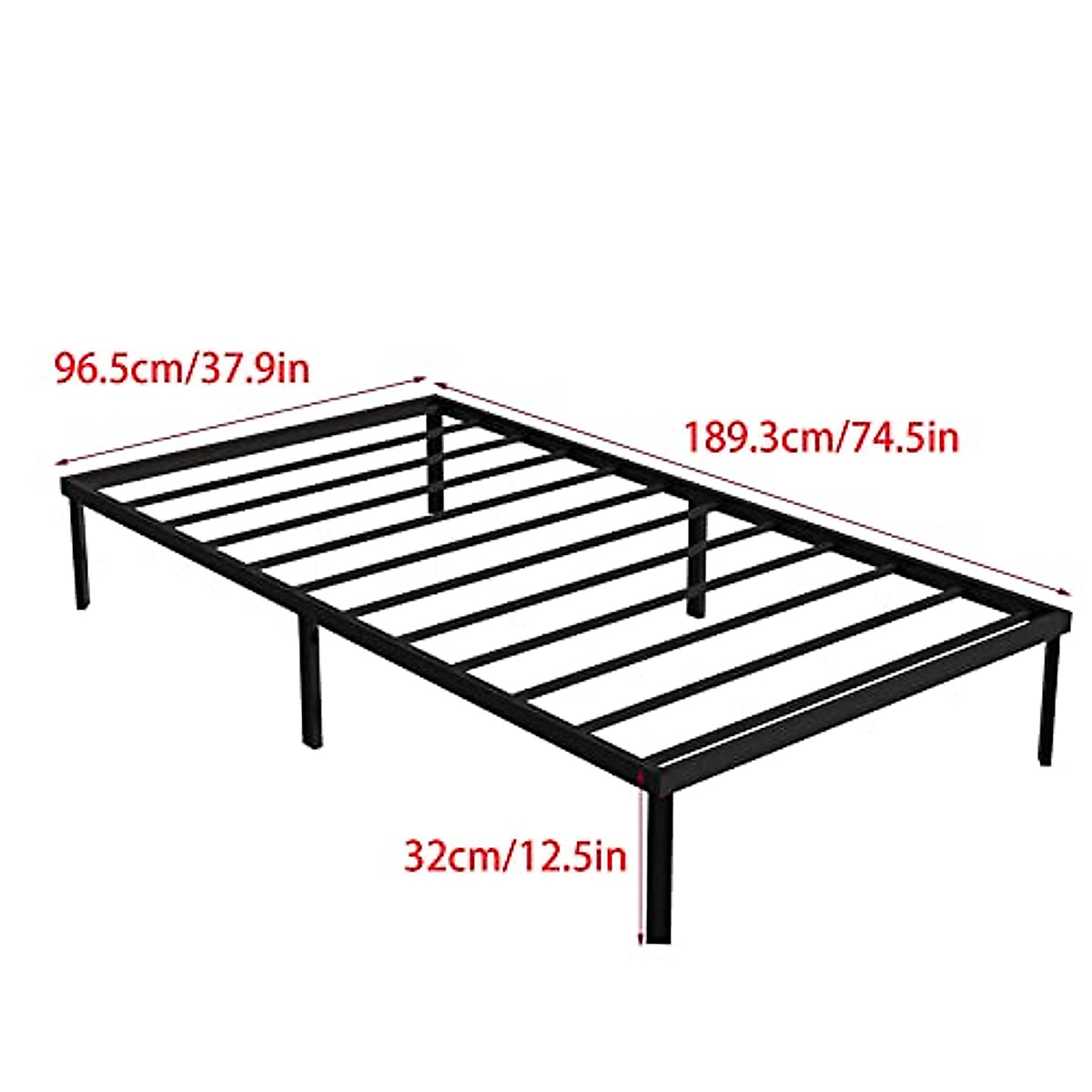 MBQQ Metal Bed Frame with Metal Slat Support / Platform Bed Frame/ Mattress Foundation / No Box Spring Needed / Sturdy Steel Structure,Twin