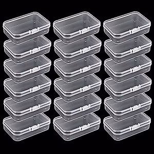18 Pack Small Plastic Beads Storage Containers Box, Clear Bead Organizer Case with Snap-Tight Closure Hinged Lid for Storage Small Items, Beads, Crafts, Jewelry, Hardware (2.56 x 1.81 x 0.79 in)