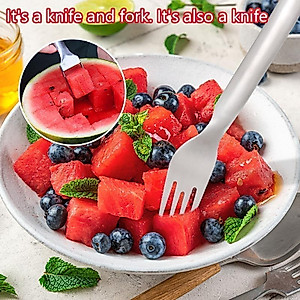 Watermelon Fork Slicer Cutter,Stainless Steel 2 in 1 Fruit Fork Slicer,Portable Watermelon Fork Watermelon Cutter Slicer Tool Fruit Forks Slicer for Home Party Camping Kitchen Gadget(1pack)