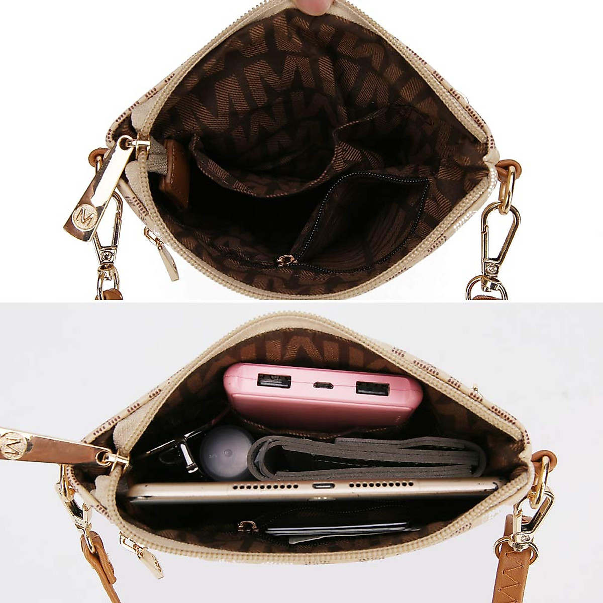 MKF Crossbody Bags for Women, Wristlet Strap – PU Leather Shoulder Handbag – Small Crossover Messenger Purse Burgundy