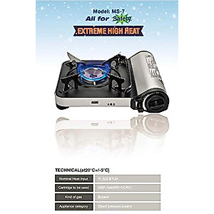 Maxsun Portable Gas Stove MS-7 (Silver) 11,500 BTU, Extreme High Power, Camp Stove, w/Carrying Case