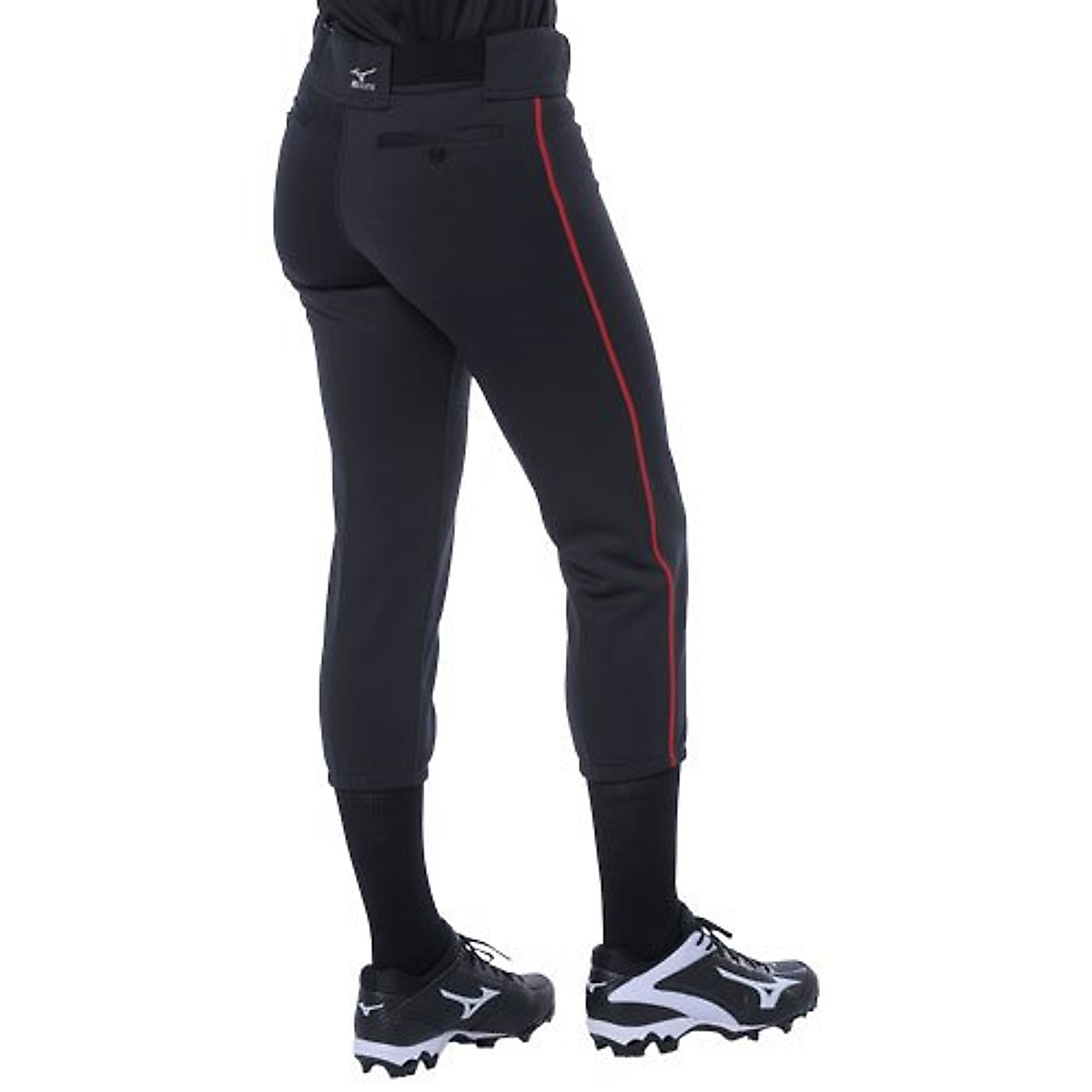 Mizuno Adult Women's Belted Piped Fastpitch Softball Pant, Black-White, Large