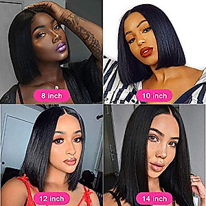 MIMORE Short Straight Bob Wig T-Part Lace Front Human Hair Wigs for Black Women 8Inch Short Bob Wigs Human Hair Lace Closure Wigs Brazilian Hair Wigs Straight Human Hair Pre Plucked with Baby Hair