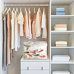 RunningBear Asian Ink Fish Large Storage Bins with Lid Collapsible Storage Bin Closet Storage Bins Foldable Storage Bins for Living Room Car