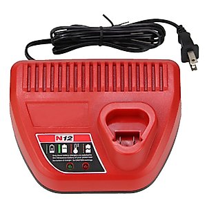 3A 12 Volt Lithium ion Charger for Milwaukee 12V 48-11-2401 48-11-2402 48-11-2420 48-11-2440 48-11-2460 Battery Replacement for Milwaukee 48-59-2401 48-59-2420 Charger