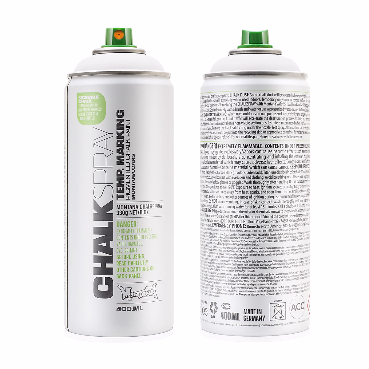 Montana Cans Montana Chalk Color Spray Paint, 400 Ml, White, 13.5 Fl Oz (Pack of 1)