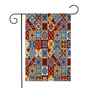 Double-sided garden flag Mexican Talavera Ceramic Tile Pattern Outdoor Flag Garden Flag Yard Outdoor Decoration （12×18in）.