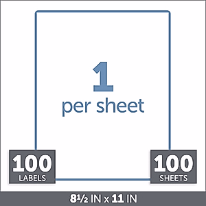 Office Depot® Brand White Inkjet/Laser Permanent Full-Sheet Labels, 505-O004-0012, 8 1/2" x 11", Box Of 100