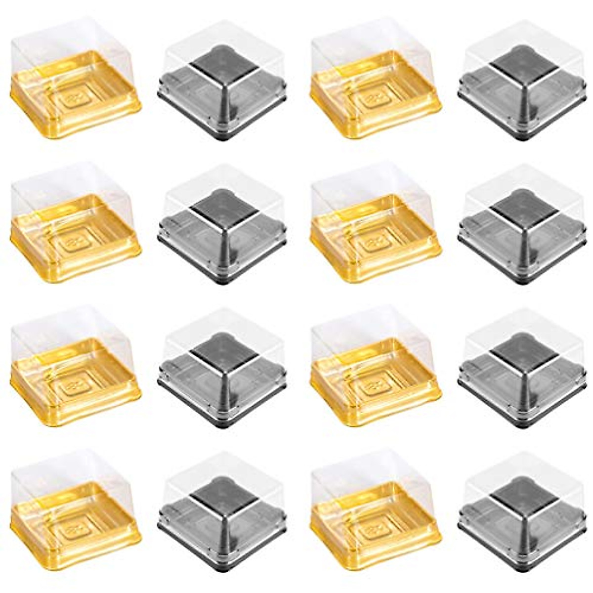 Hemoton Mini Cake Box 100Pcs Clear Plastic Mini Cupcake Cookie Box Muffins Mooncakes Box Pastry Packing Boxes Christmas Holiday Party Favors Supplies Mini Mooncake Box