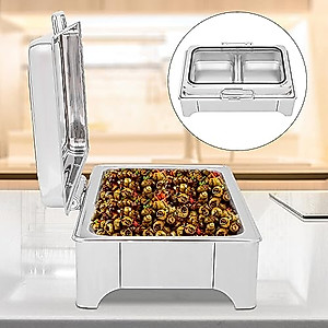 Electric Chafing Dish Buffet Set 2 Pan 9.5 Quart Food Warmer Buffet Servers for Parties Buffets Adjustable Temperature Stainless Steel Warming Tray Bain Marie Warmer Set