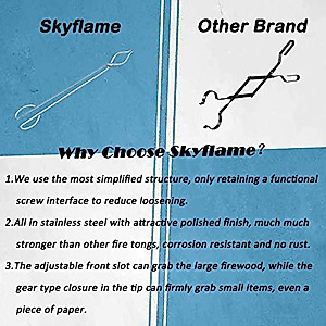 Skyflame Heavy Duty Firewood Log Claw Grabber for Indoor Fireplace Outdoor Gas Fire Pit & Wood Burning Chiminea | Campfire Large Modern Stainless Steel Fire Tongs for Moving Firelogs | 36 Inch Long