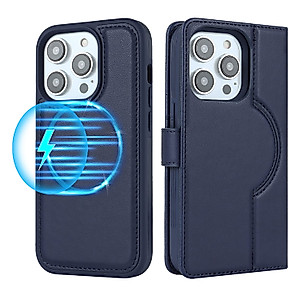 Cavor for iPhone 13 Pro Wallet Case for Women Men,Compatible with Magsafe Case,for iPhone 13 Pro Phone Case Wallet with Card Holder and Stand, Detachable Magnetic Leather Flip Cover,Blue