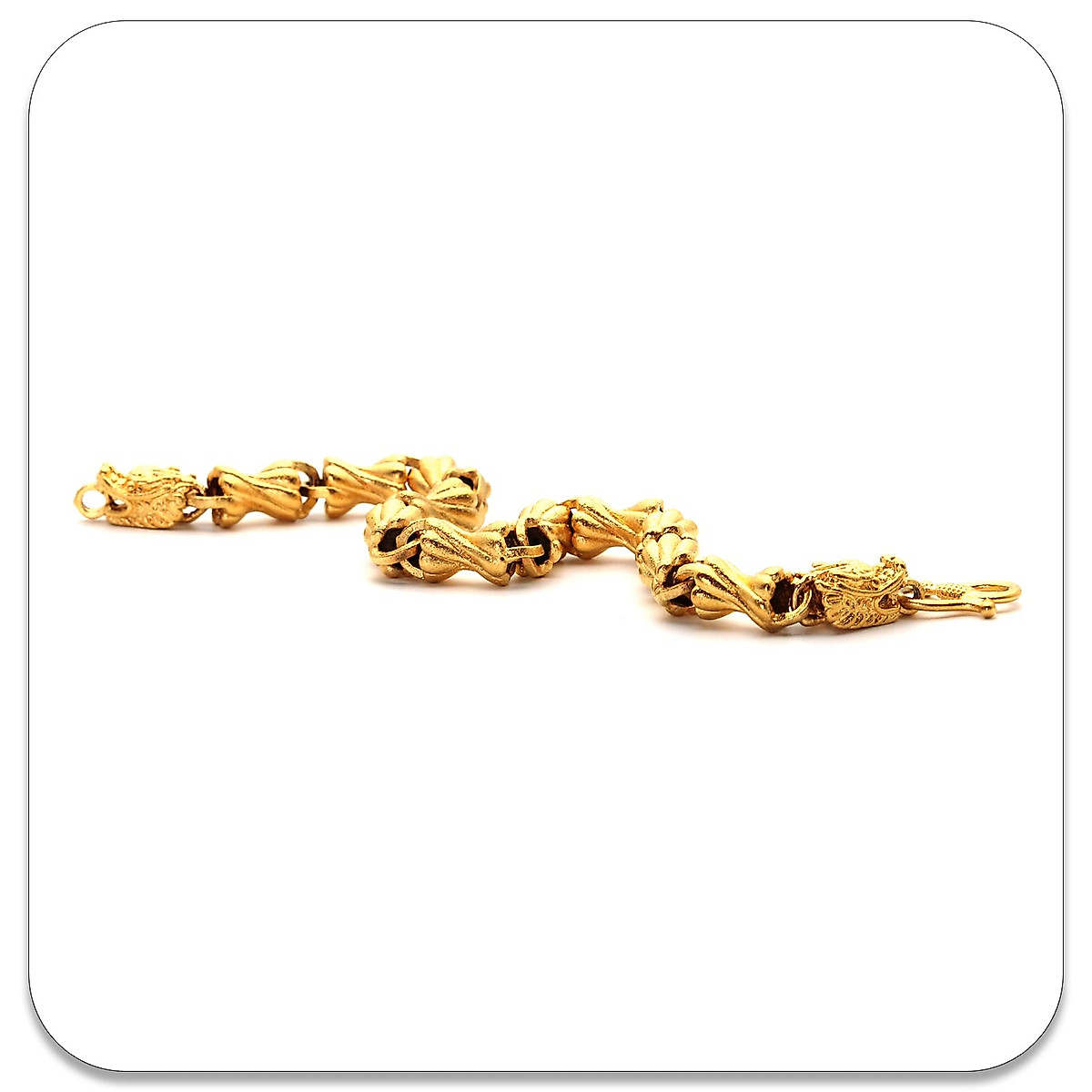 PEAS 18K Gold Plated Jewelry Dragon Head Bracelet Sandblast Link Bracelet(Gold)