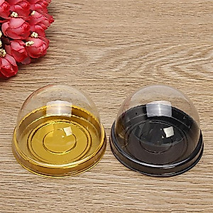 Katoot@ Gold Black Clear Plastic Mini Cupcake Boxes 50Pcs/Set Cake Packing Boxes Muffin Pod Dome Box Wedding Birthday Gifts Boxes (Gold)