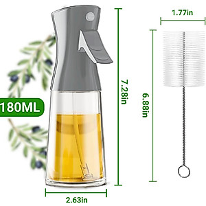 180ml Glass Olive Oil Sprayer, Oil Sprayer with Brush for Cooking - Thick Glass, Strong Spray Force, Kitchen Gadgets Accessories