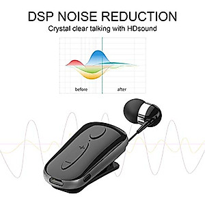 NILEWEI Bluetooth Headset Wireless Earpiece with Microphone for Cell Phones/iPhone/Samsung/Lg, HandsFree Calling Noise Cancelling, Bluetooth V4.1 Single Earbud for Office Trucker Driver(Retractable)