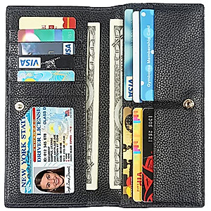 Lavemi Ultra Slim Thin Leather RFID Blocking Bifold Credit Card Holder Wallets for Women(Black1)