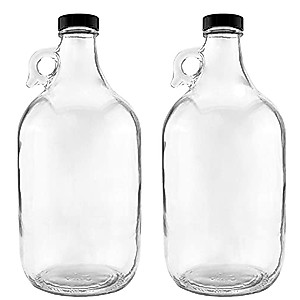 nicebottles Glass Handled Jug with Handy Dispensing Pump, Pack of 2