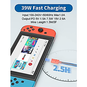 Switch Charger AC Adapter Power Cord Portable Power Supply Accessories for Nintendo Switch: Switch Lite Switch OLED Fast Charger Support Nintendo Switch TV Dock Mode AC 15V 2.6A