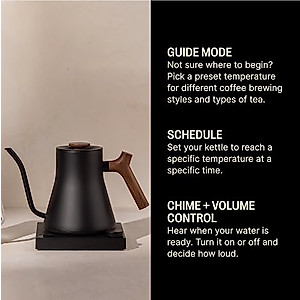 Fellow Stagg EKG Pro Electric Gooseneck Kettle - Pour-Over Coffee and Tea Pot, Stainless Steel, Quick Heating, Matte Black with Walnut Wood Handle, 0.9 Liter