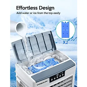 Evaporative Cooler, VAGKRI 2100CFM Air Cooler, 120°Oscillation Swamp Cooler with Remote Control, 24H Timer, 3 Wind Speeds for Outdoor Indoor Use,8 Gallon