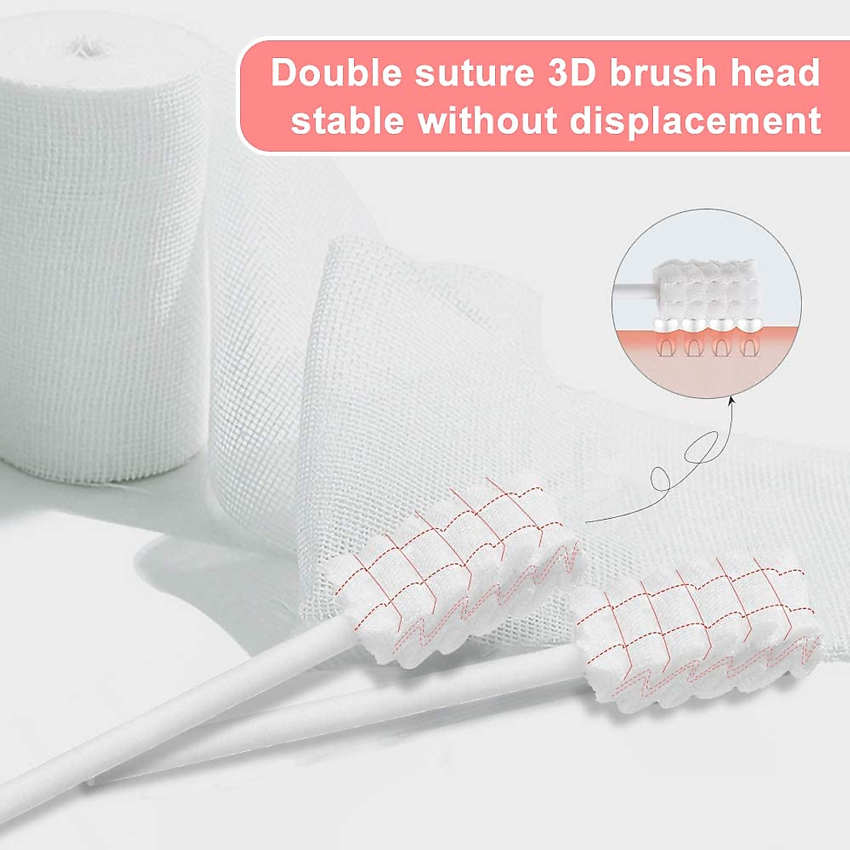 OKUYA 50 Pcs Infant Toothbrush , Tongue Cleaner, Disposable Tongue Cleaning Gauze Toothbrush, Oral Cleaning Stick, 0-36 Month Baby Oral Care