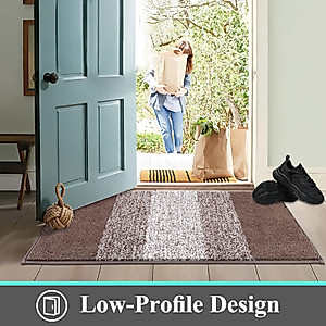 Vaukki Indoor Doormat Entryway Door Rug, Non Slip Absorbent Mud Trapper Mat Inside Floor Mat, Washable Small Door Carpet for Entryway (24''x36'', Coffee)