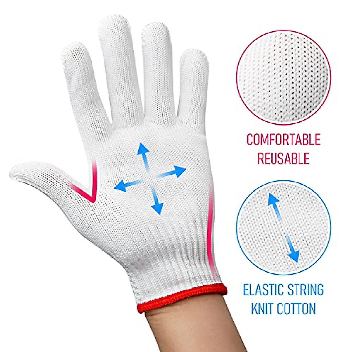 apauls Cotton Work Gloves, 12 Pairs Knitted Lightweight Work Safety Gloves, Elastic Cotton Glove for Painter Mechanic Industrial Warehouse Gardening Construction BBQ