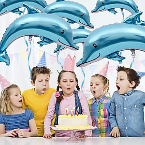 4 Pcs Dolphin Balloons Giant Dolphin Shape 46 Inch Large Foil Mylar Balloons for Birthday Party Decorations Ocean Theam Party Kids Baby Shower Weeding Gift