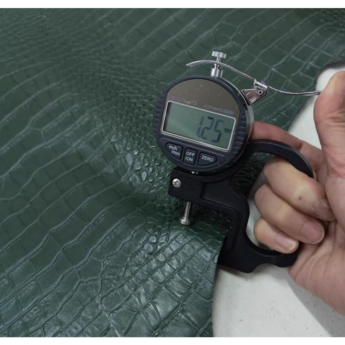 Aibote Genuine Cow Hide Leather Sheets Dark Green Crocodile Print Cowhide Rug Skins DIY Crafts Material(5 Square Feet，Irregular Shape)