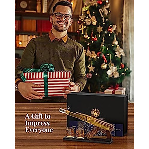 Gifts for Men Dad, Kollea 17.6 Oz Whiskey Decanter Set with 3 Oz Detachable Liquor Dispenser 6.75 Oz Glasses, Unique Mens Birthday Gift Ideas from Daughter, Funny Military Retirement Present