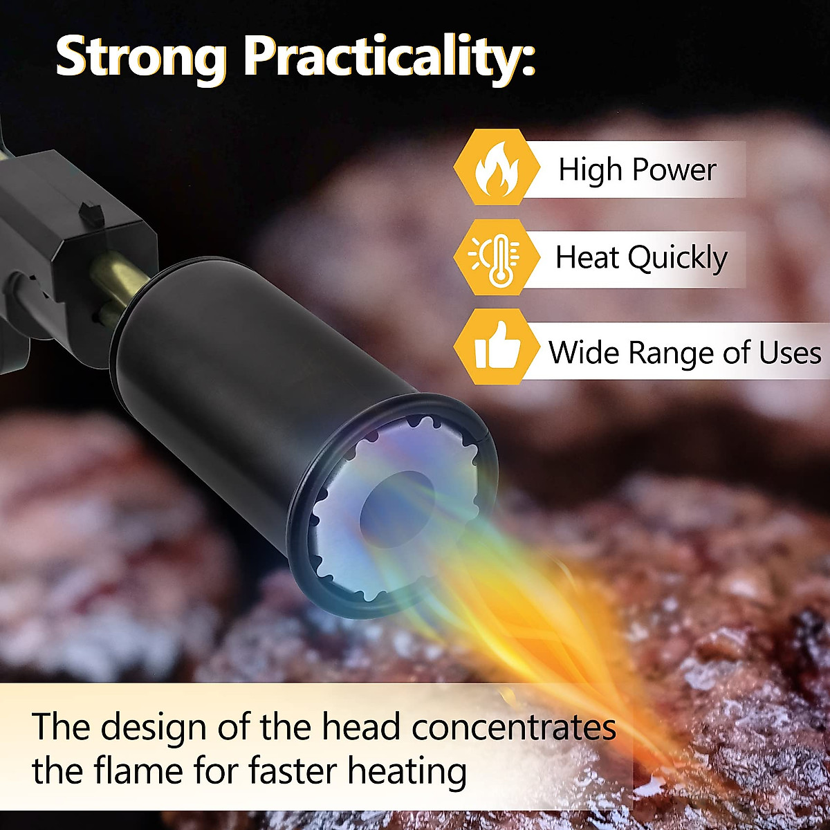 Cooking Propane Torch, Adjustable Kitchen Torch, Portable Flame Thrower Fire Gun, Used for Cooking, Steak, BBQ, Campfire (Stand included, Tank not included)