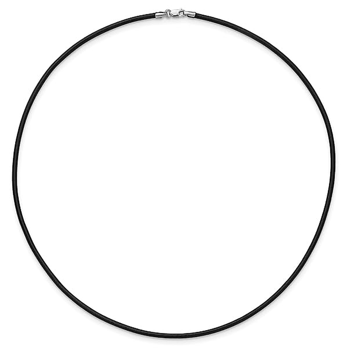 14k White Gold 2mm 16 Inch Black Leather Cord Chain Necklace Pendant Charm Fine Jewelry For Women Gifts For Her