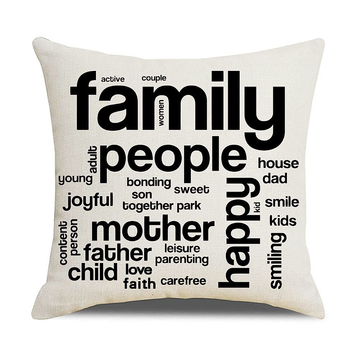 ELLIEMAPH Home Sweet Home Family Throw Pillow Covers 18x18 Inch Set of 4 Linen Decorative Cushion Cases for Bed Sofa Couch Decoration with Bonus 12x18 Inch Welcome Garden Flag