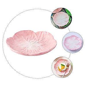 Hemoton Ceramic Cabbage Plate Cartoon Appetizer Plate Fruit Plate Salad Plate Bowl Dish Platter for Fruit Dessert Snack Salad 19cm Pink