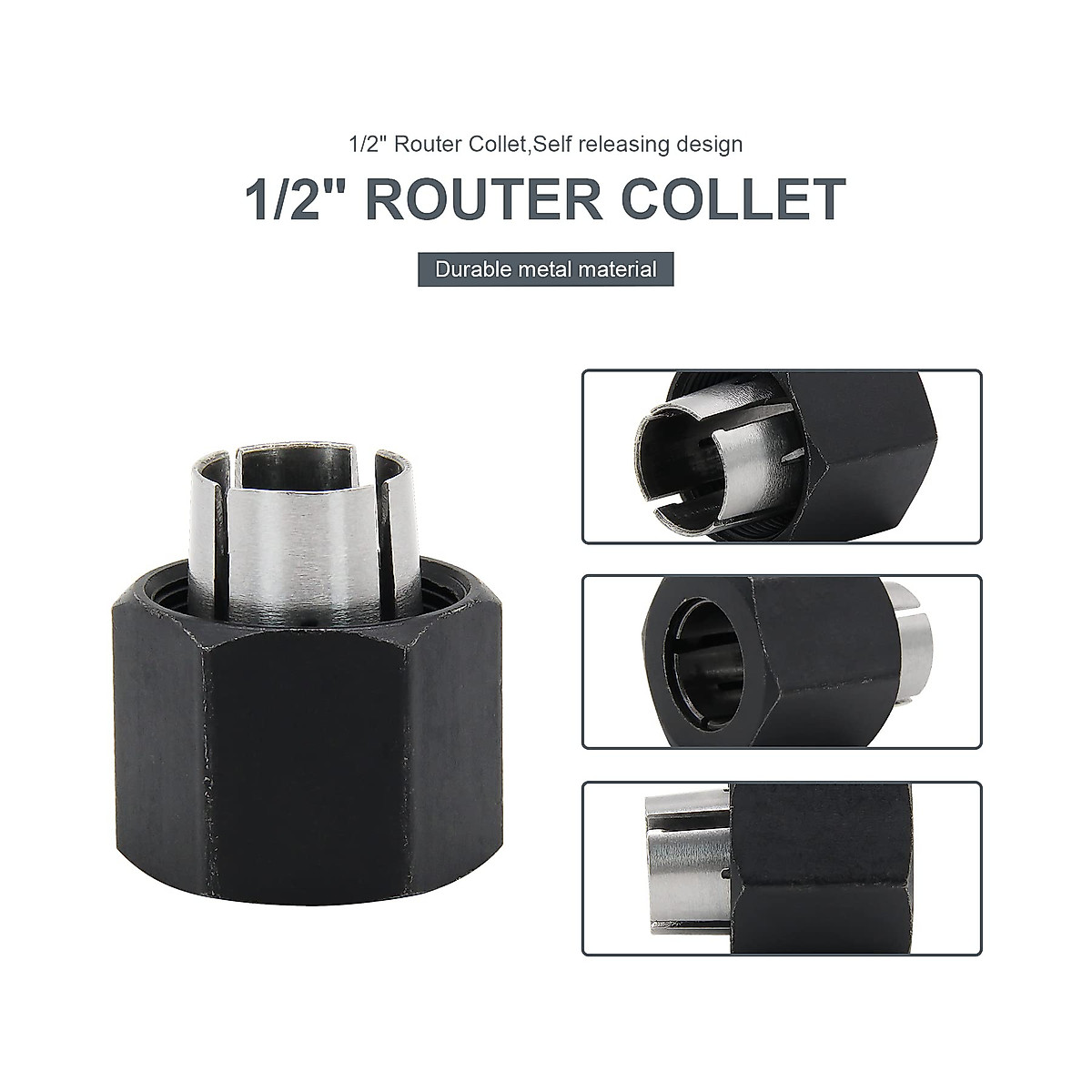 Thaekuns 1/2" Router Collet fit for Dewalt 326286-03, Bosch 2610906284,Big Horn 19693 & Hitachi 325-199, 323-421, RC050DW