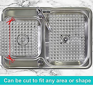 Coopay 2 Pack Kitchen Sink Mat Plastic Sink Protect Mat PVC Eco-friendly Kitchen Adjustable Stainless steel/Porcelain Dish Drying Pad Sink Protector for Bottom of Kitchen Sink, 11 x 11 Inches (Gray)