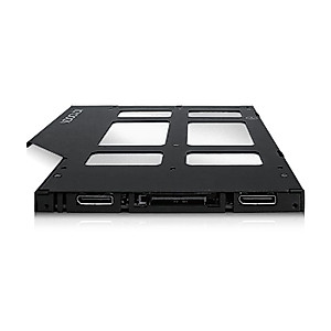 Icy Dock ToughArmor MB852M2PO-B Caddy Rack Mobile, 2X SSD NVMe M.2 Drive Adapter for Odd Ultra Slim (9.5mm) CD/DVD Drive Bay with OCuLink SFF-9402 Connector
