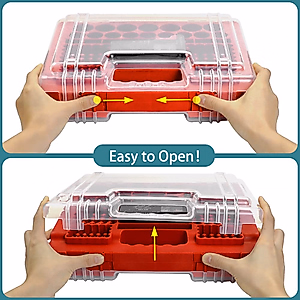 X-Value 230+ Battery Storage Organizer AA AAA C D 9V Waterproof Battery Holder Case with Tester (Red)