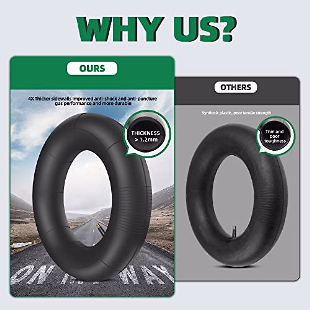 LAXEEM 2Pack 4.80/4.00-8 Replacement Inner Tire Tube For Mowers, Hand Trucks, Wheelbarrows, Carts and More